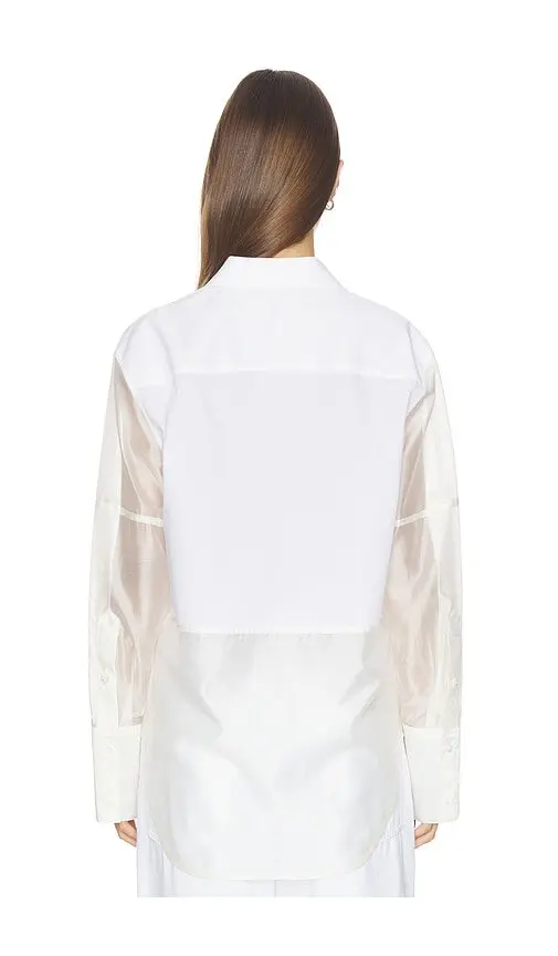 Helmut Lang Combo Long Sleeve Shirt In White & Soft White - 57